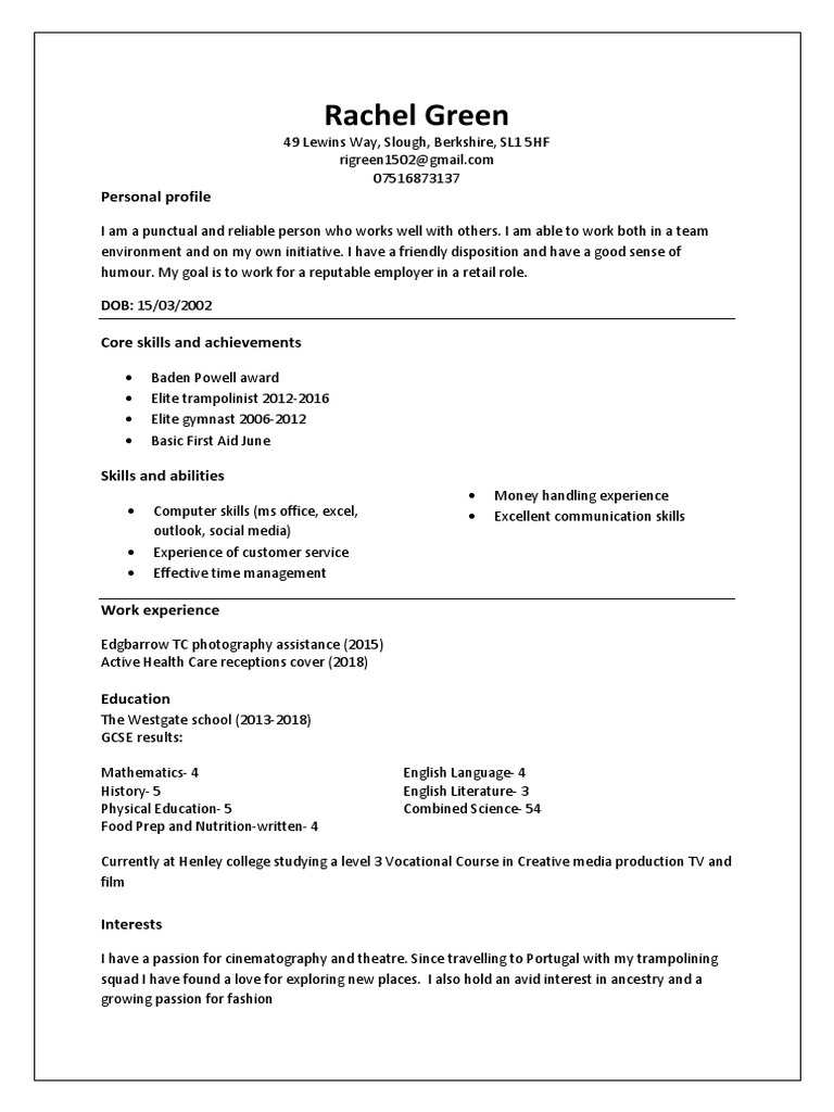 Rachel Green CV | PDF