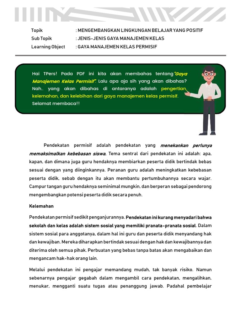 Gaya Manajemen Kelas Permisif | PDF