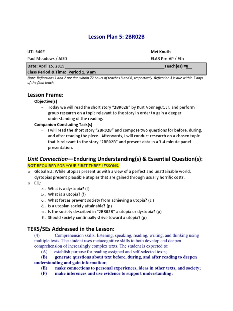 Lesson Plan 5 - 2br02b | Download Free PDF | Cognitive Science | Psychology
