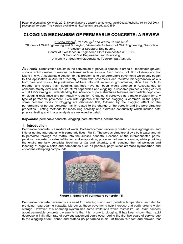 Clogging Mechanism of Permeable Concrete A Review | PDF | Porosity ...