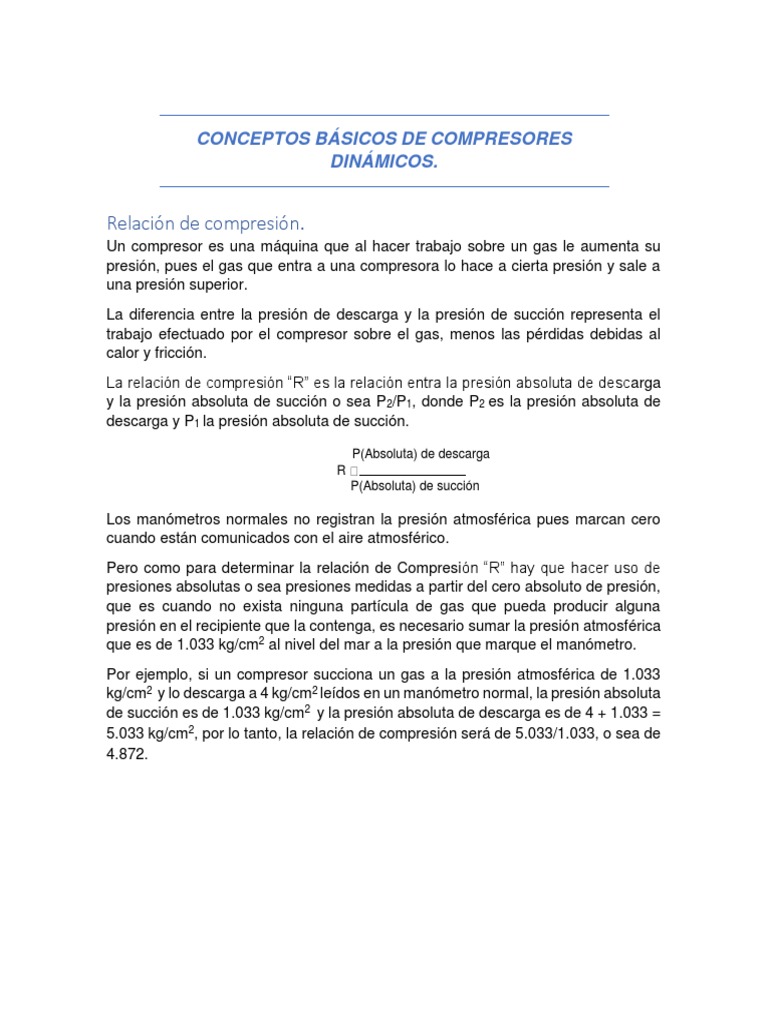 Conceptos Básicos de Compresores Dinámicos | PDF | Presión | Gases