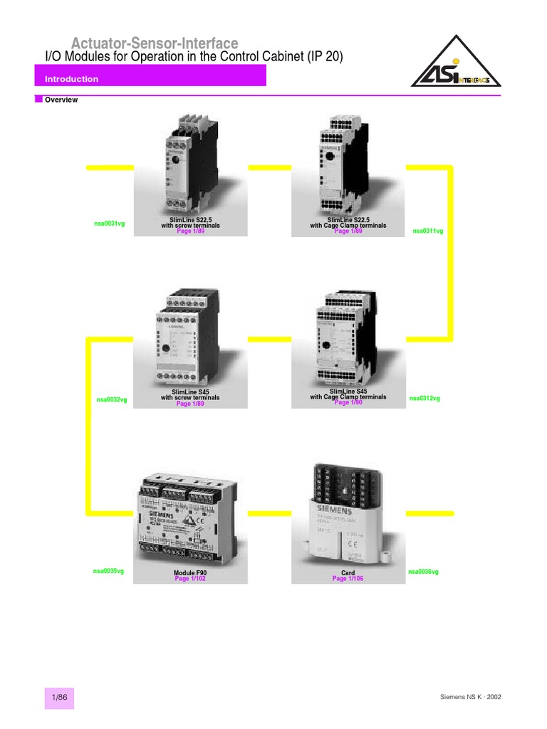 Actuator-Sensor-Interface: I/O Modules For Operation in The Control ...