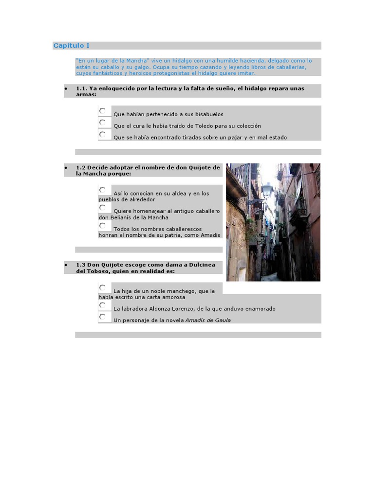 Comprension Don Quijote de La Mancha | PDF | Don Quijote