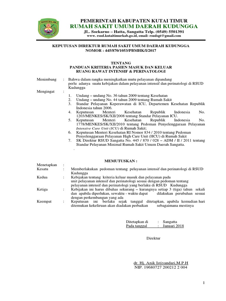 Panduan Keluar Masuk Pasien Ruang Intensif | PDF