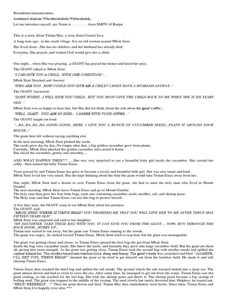 TIMUN MAS Story Telling | PDF