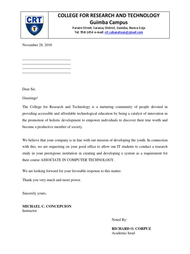 College For Research and Technology Guimba Campus | PDF