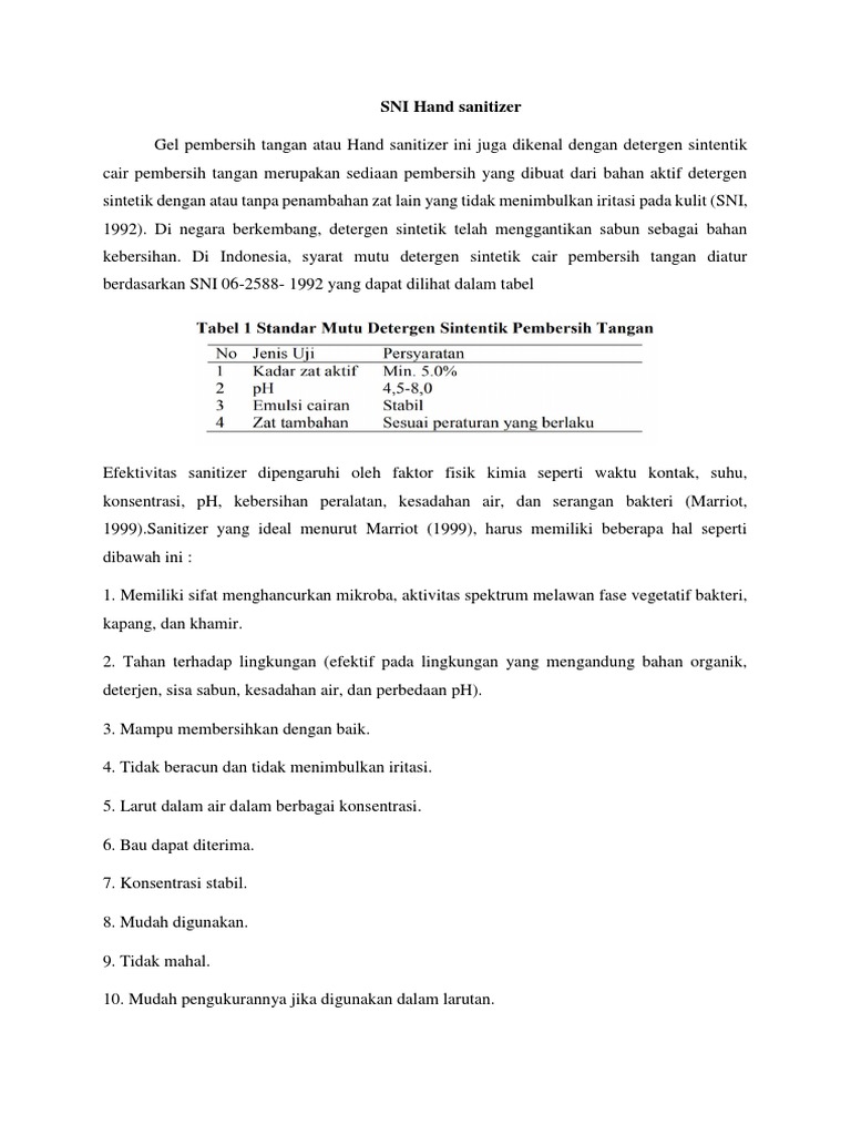 SNI Hand Sanitizer | PDF | Teknologi & Rekayasa