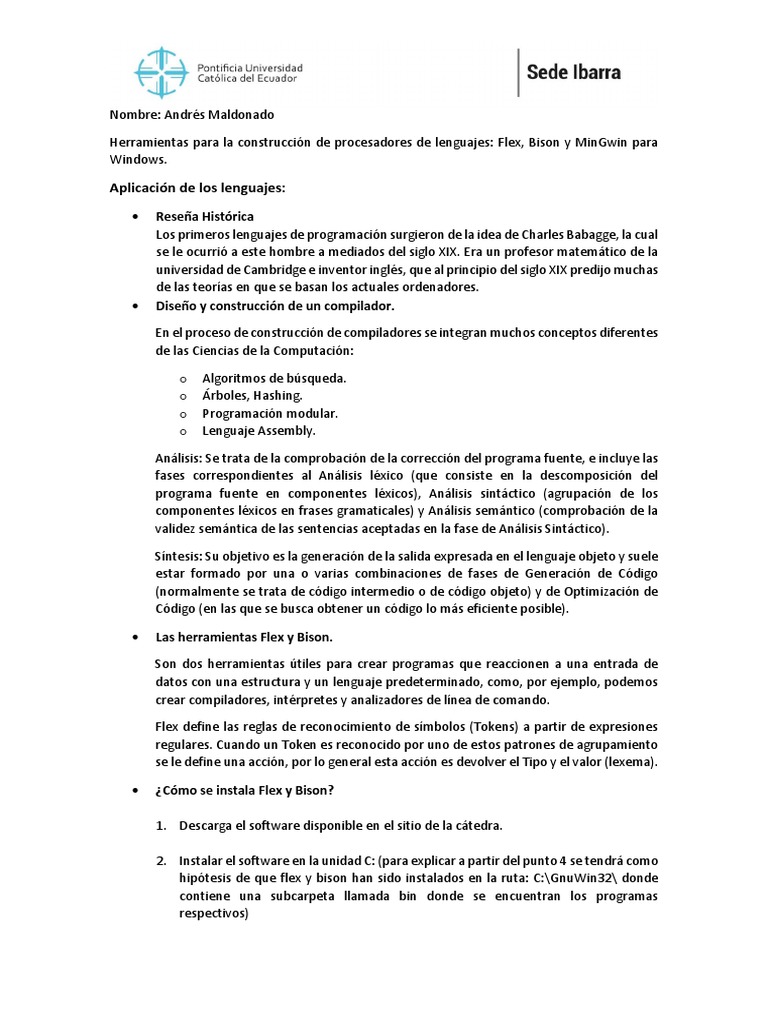Flex y Bison | PDF | Compilador | Analizando