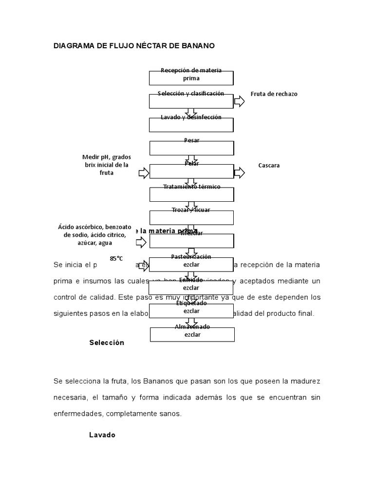 Diagrama de Flujo de Néctar de Banano | PDF | Agua | Química