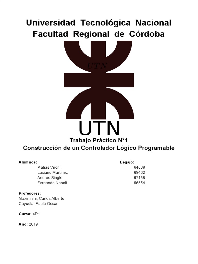 Trabajo Practico 1 PLC | PDF | Controlador lógico programable | Arduino