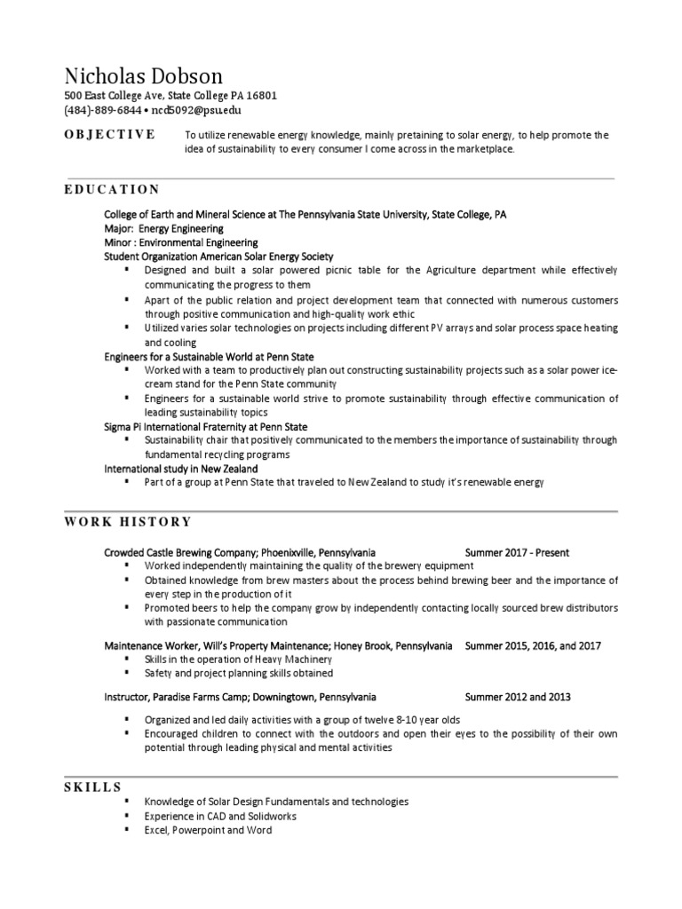 Eportfolio Resume | PDF | Solar Energy | Sustainability
