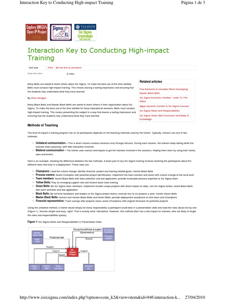 Interaction Key To Training | PDF | Six Sigma | Mentorship