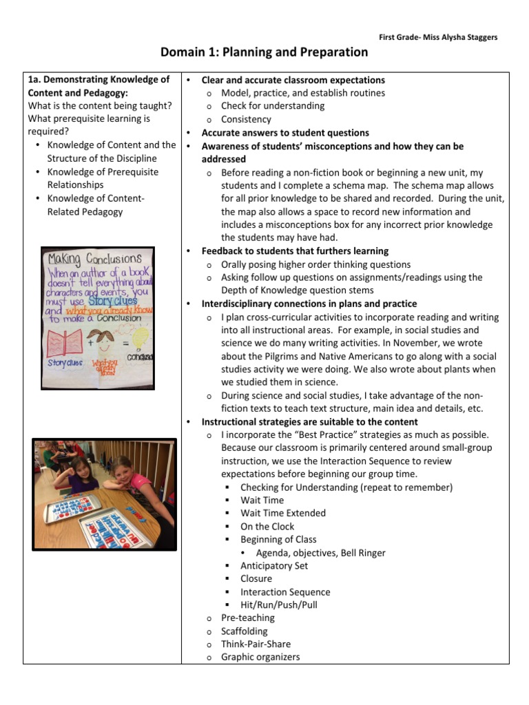 Domain 1: Planning and Preparation: 1a. Demonstrating Knowledge of ...