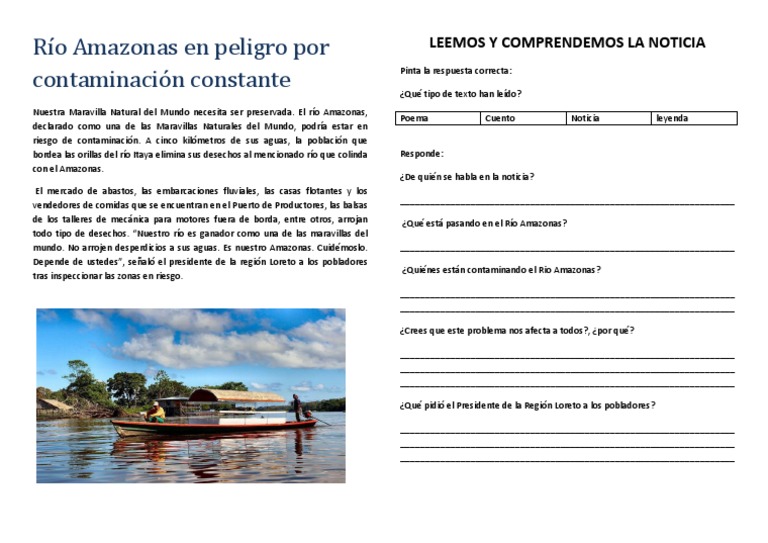 Ficha de La Noticia Sobre El Ambiente | Descargar gratis PDF | río ...