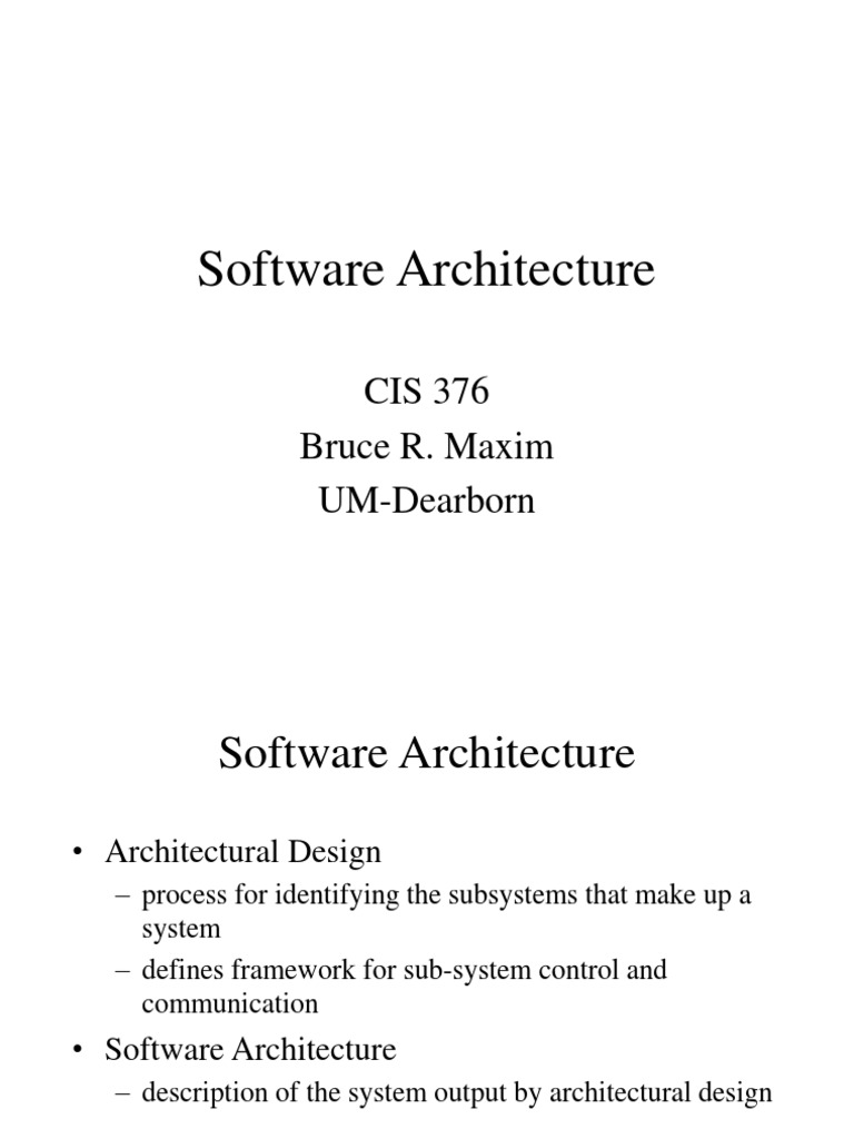 Software Architecture Cis 376 Bruce R Maxim Um Dearborn Pdf Common Object Request Broker
