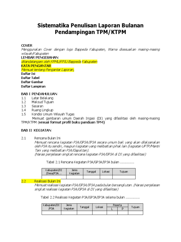 Laporan Bulanan TPM 2019 | PDF