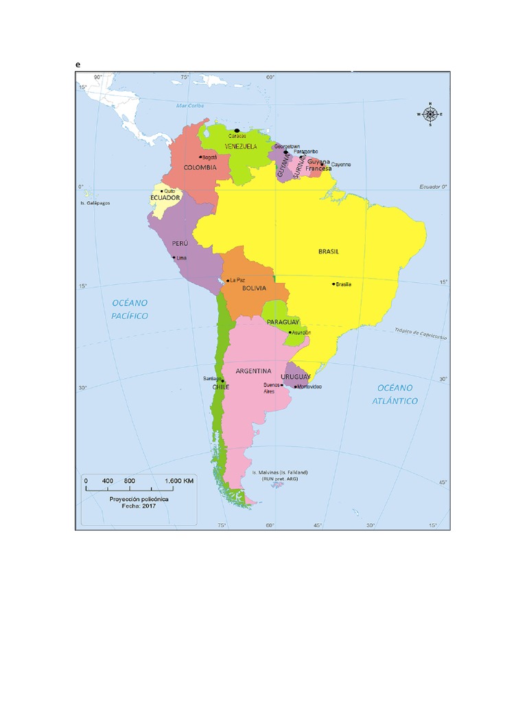 Mapa De América Del Sur En Formato Imprimible Mapa De América Del