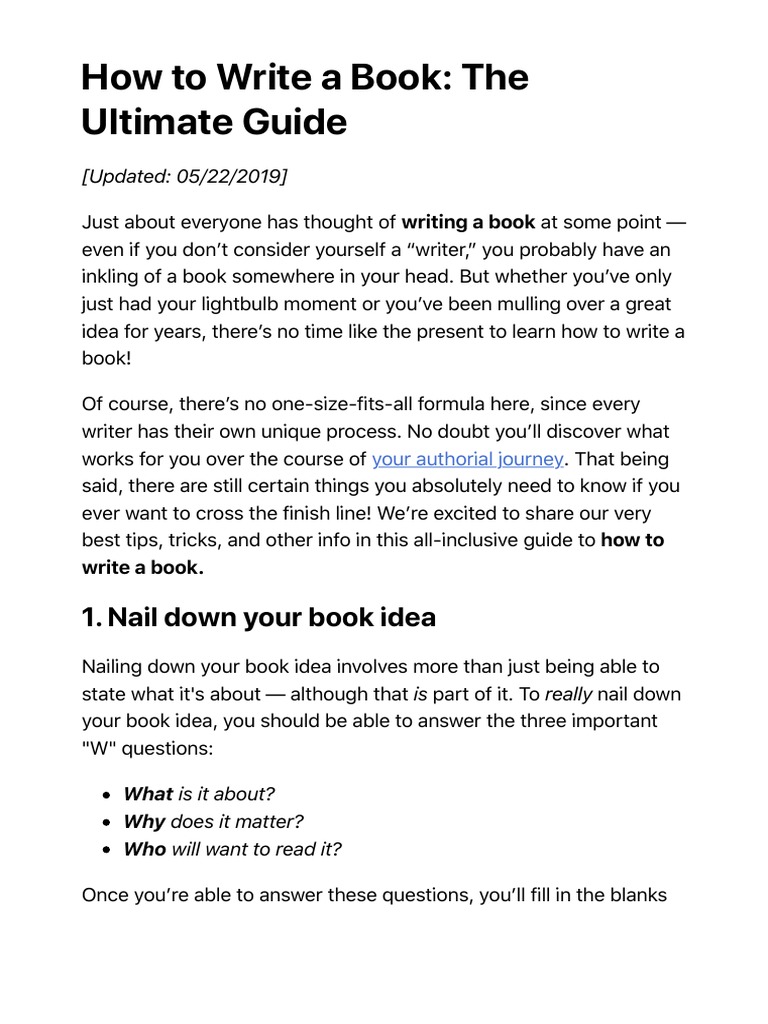How To Write A Book In 10 Steps The Ultimate Guide Pdf Books
