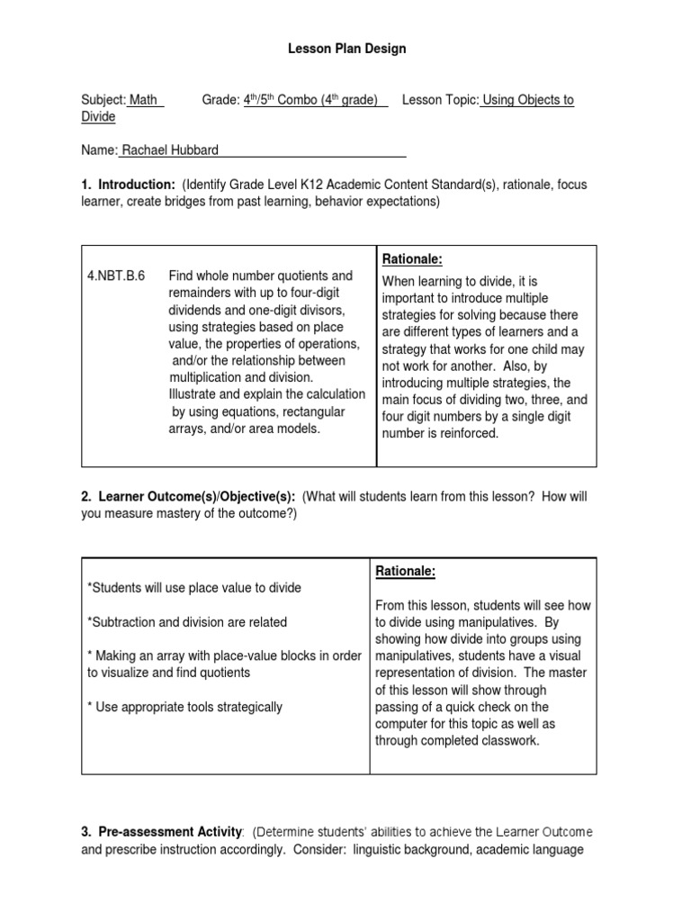 Introduction: (Identify Grade Level K12 Academic Content Standard(s ...