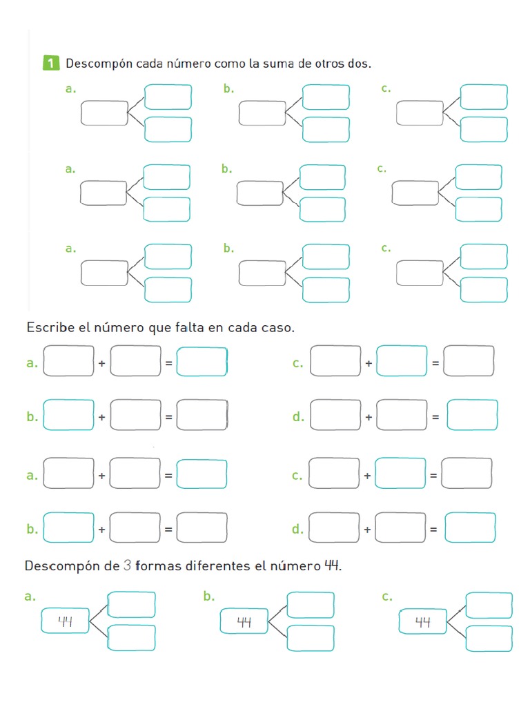 Composicion y Descomposicion de Numeros Hasta El 100 | PDF