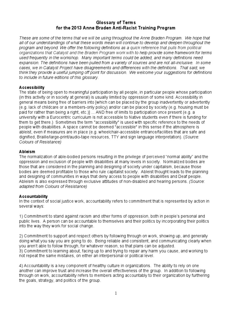 Glossary of Terms For The 2013 Anne Braden Anti-Racist Training Program ...