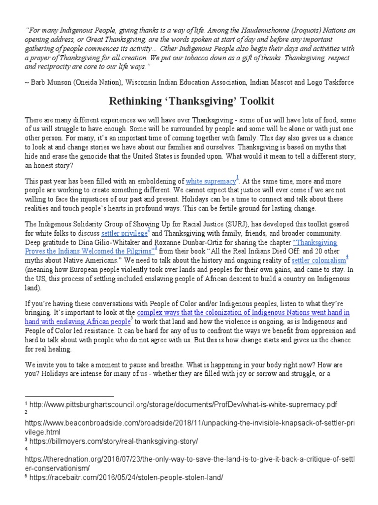 Rethinking Thanksgiving Narratives | PDF | Indigenous Peoples | Native ...