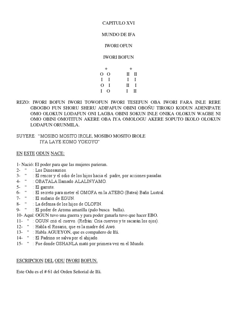 Significado y Poder de IWORI BOFUN | PDF | Santeria | Religión y creencia