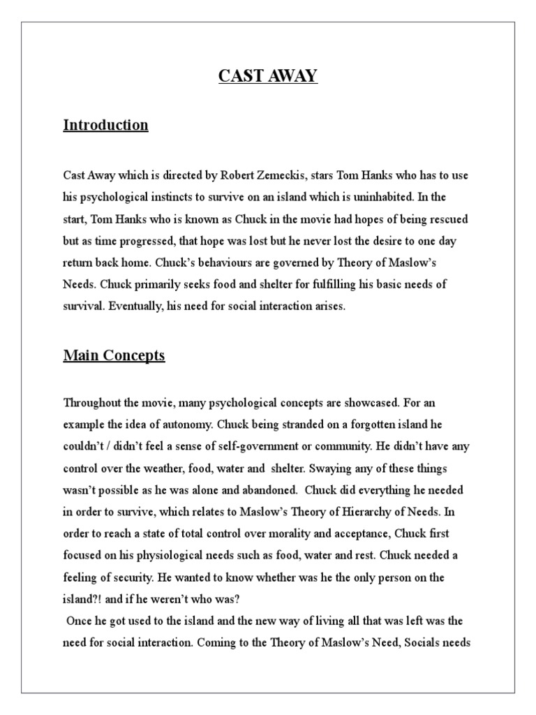Cast Away Movie Analysis | PDF | Metaphysics Of Mind | Communication