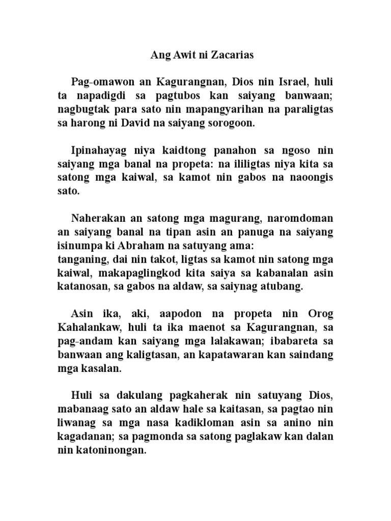 Ang Awit Ni Zacarias | PDF