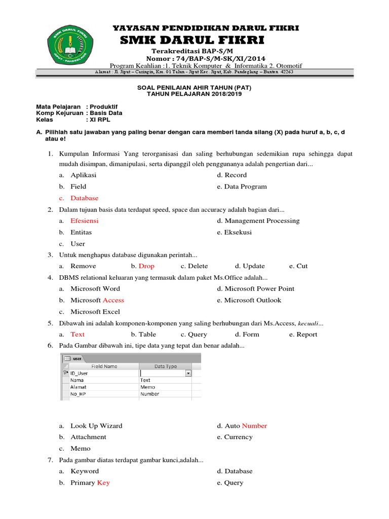 Pat Basis Data Xi RPL | PDF