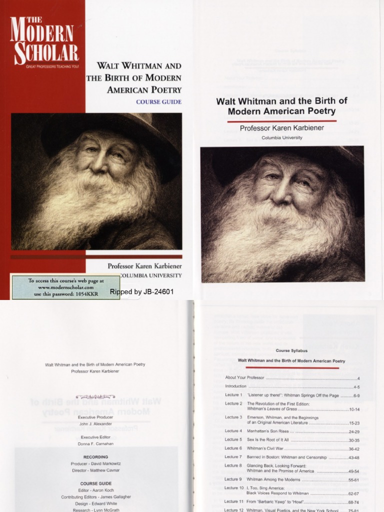 Walt Whitman and The Birth of Modern American Poetry PDF | PDF