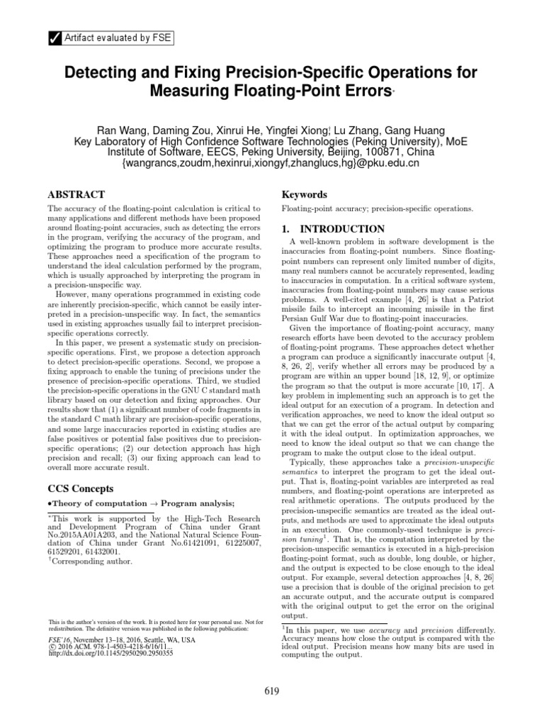 Detecting and Fixing Precision-Specific Operations For Measuring ...
