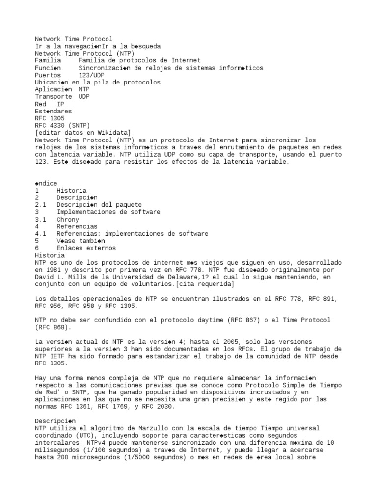 NTP | PDF | Arquitectura de internet | Protocolos de capa de red
