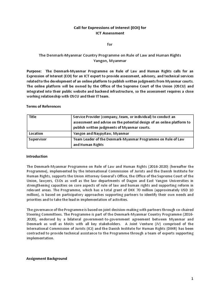 EoI For ICT Assessment | PDF | Joint Venture | Rule Of Law