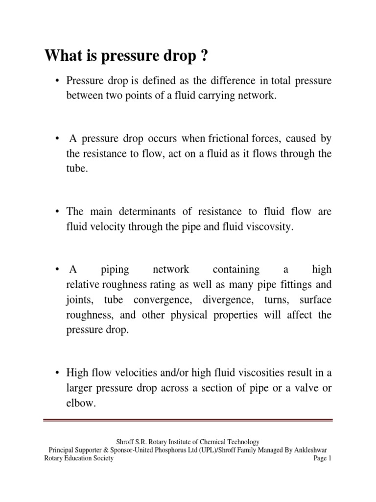 Pressure Drop | PDF | Fluid Dynamics | Pressure