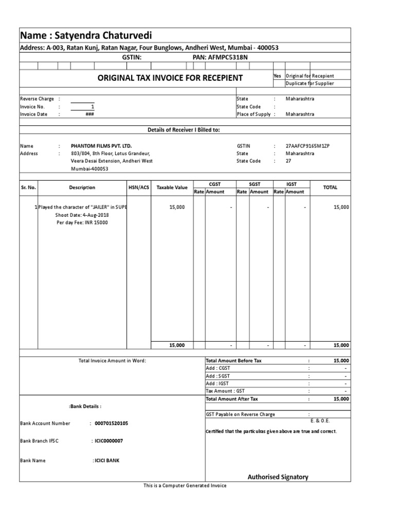 GST Invoice Format | PDF | Public Finance | Taxation