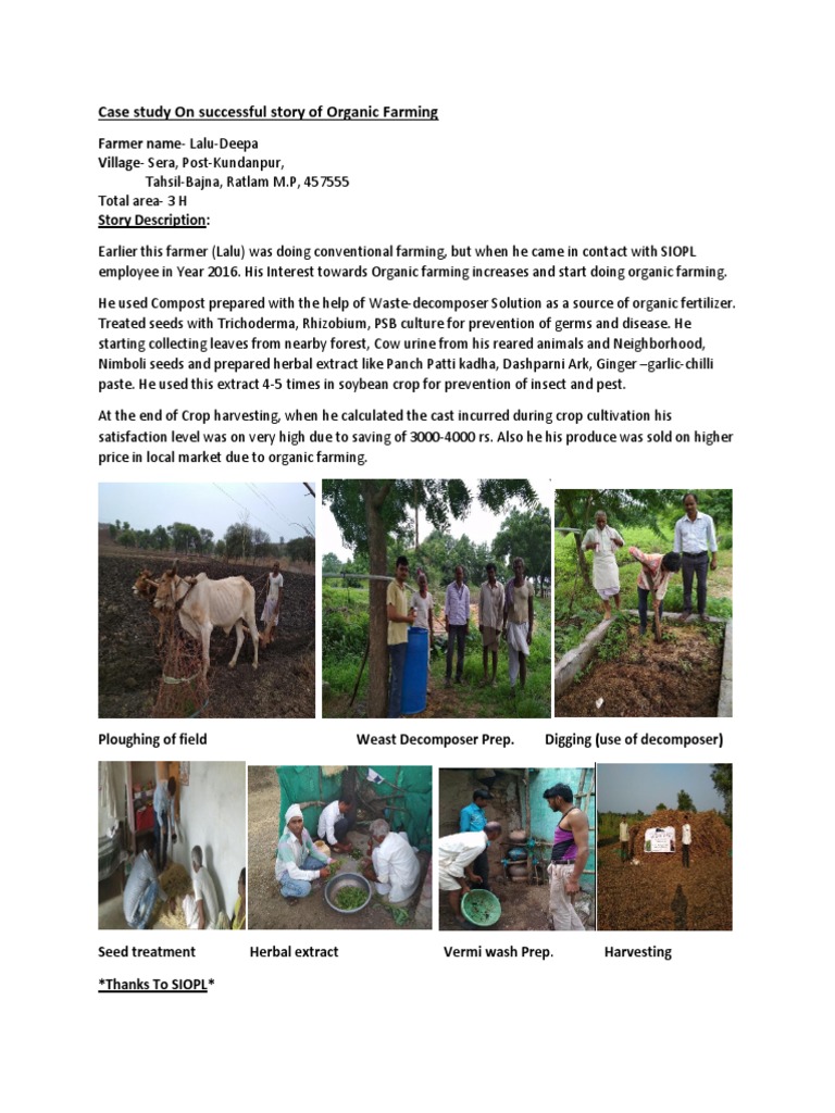 Case Study On Successful Story of Organic Farming | PDF