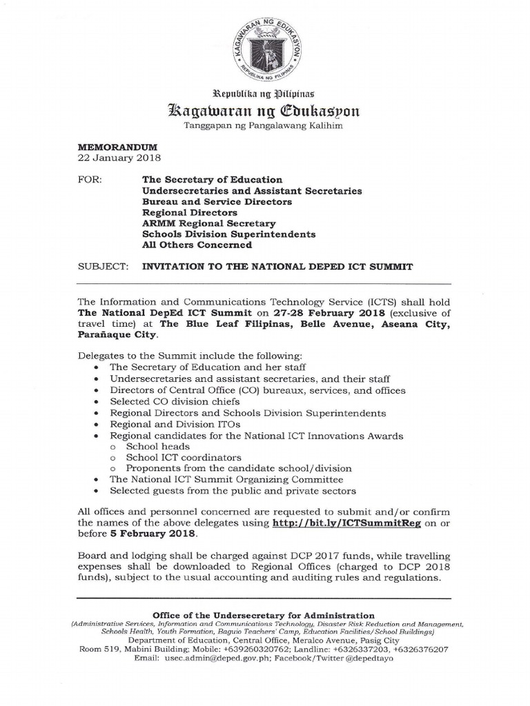 National DepEd ICT Summit Invitation | PDF | Social Science