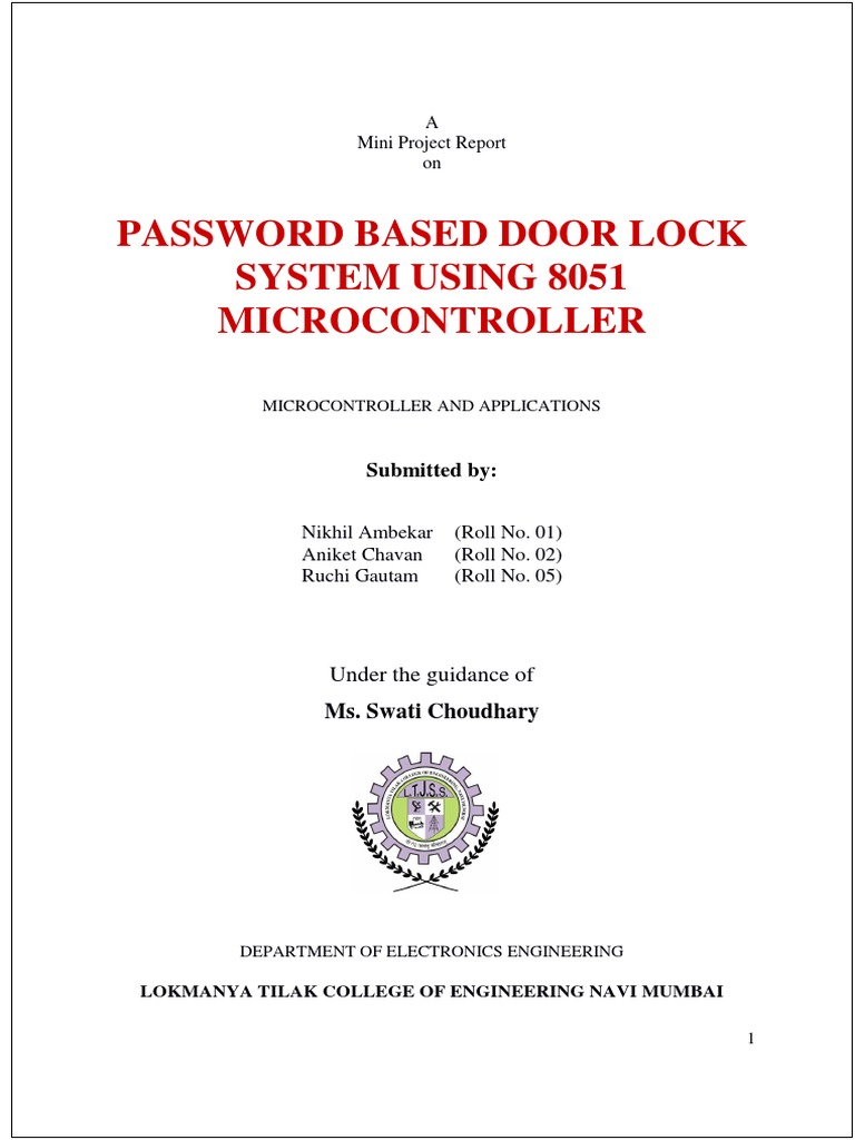 Password Based Door Lock System Using 8051 Microcontroller: Submitted by | PDF | Printed Circuit ...