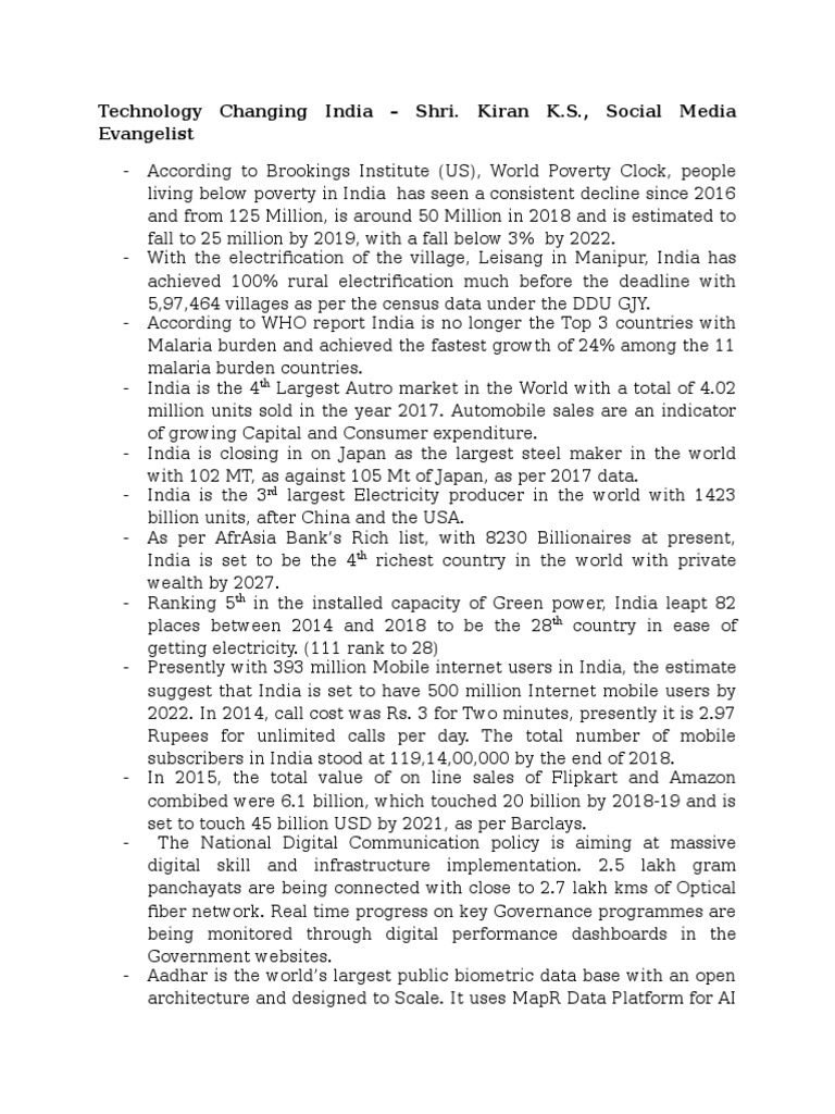 Technology Changing India | PDF | Business