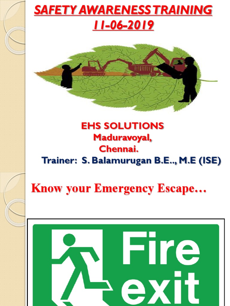 Trainer: S. Balamurugan B.E.., M.E (ISE) : Ehs Solutions Maduravoyal, Chennai | PDF | Fires ...