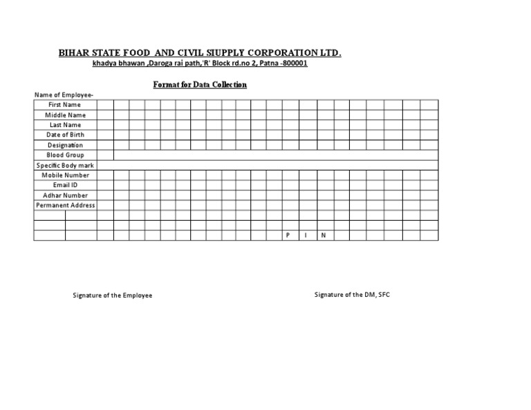 Employee Data Collection Form | PDF