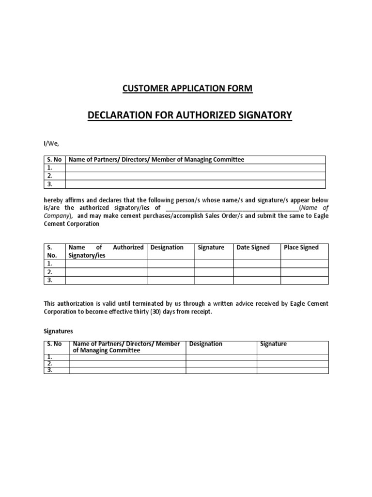 Declaration For Authorized Signatory Page 4. | PDF | Law