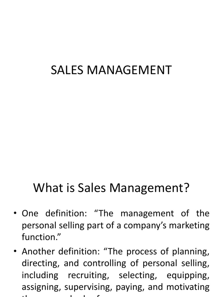Understanding Sales Management Concepts | PDF | Sales | Marketing