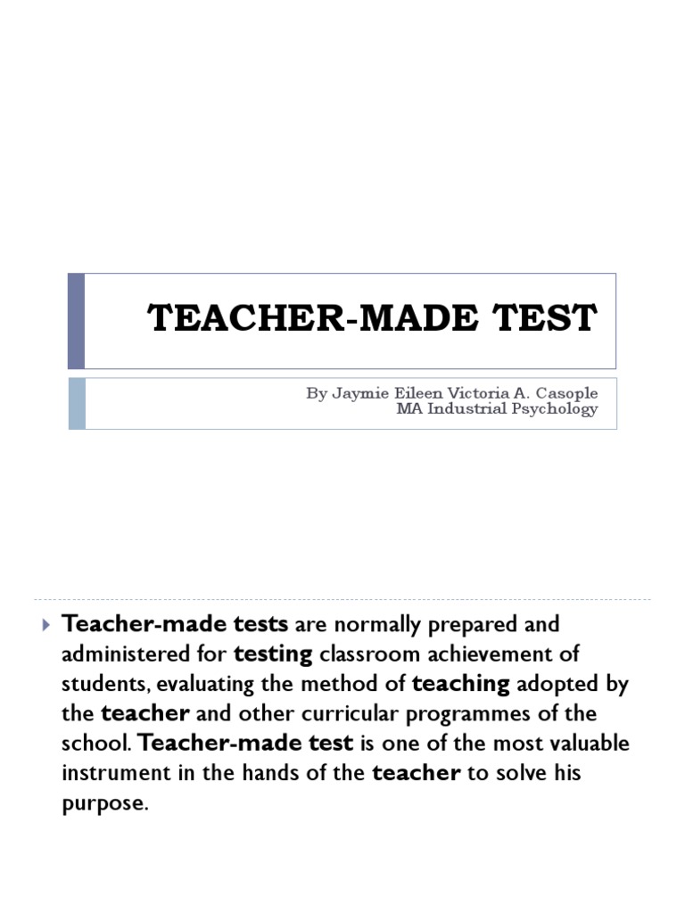 Teacher Made Test | PDF | Test (Assessment) | Standardized Tests