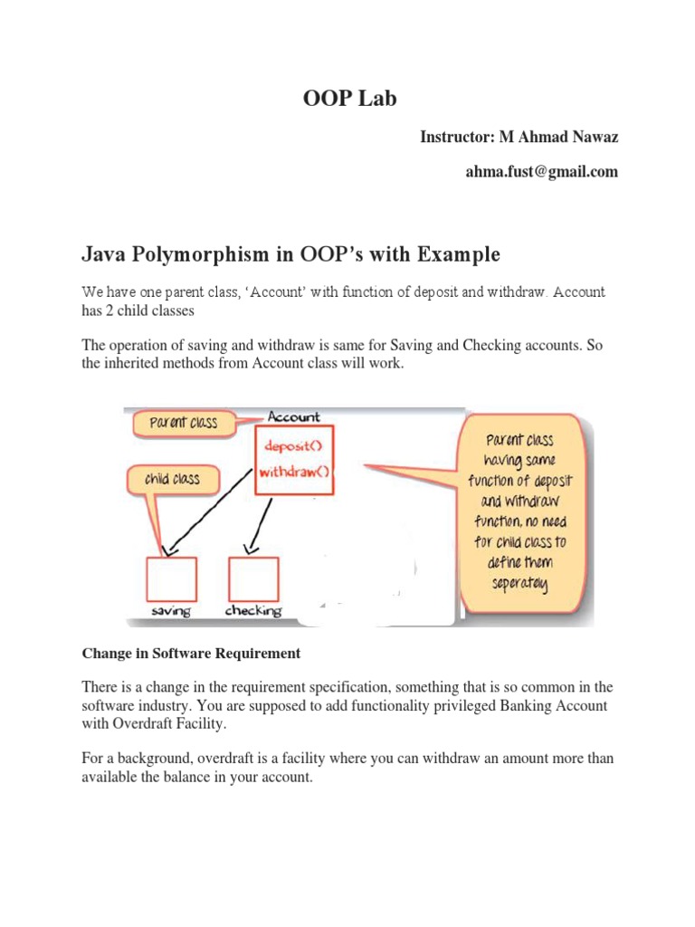 Polymorphism In Java An Example Of Method Overriding And The Use Of The Super Keyword Pdf 2700