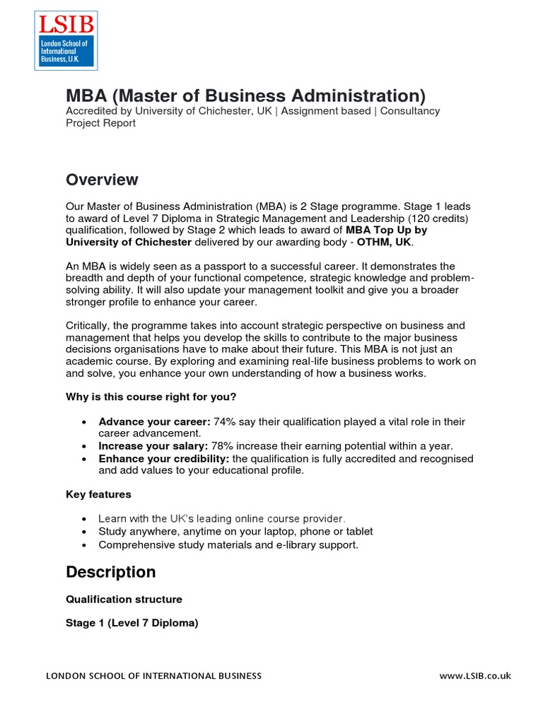 MBA for Career Advancement | PDF | Master Of Business Administration ...
