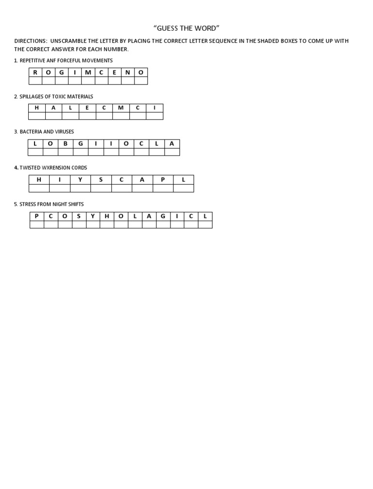 Guess The Word | PDF