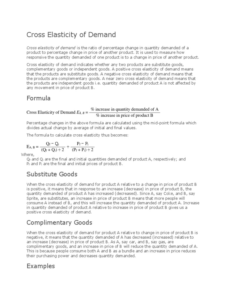 Cross Elasticity of Demand | PDF | Price Elasticity Of Demand | Demand