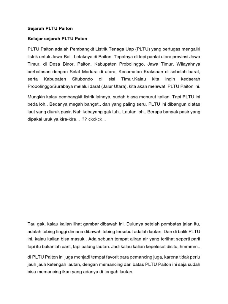 Sejarah PLTU Paiton | PDF